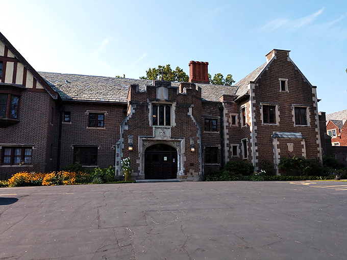 Mayslake Peabody Estate: "Tudor or not Tudor, that is the question! This English manor transplant is serving serious Shakespeare-in-the-park vibes."