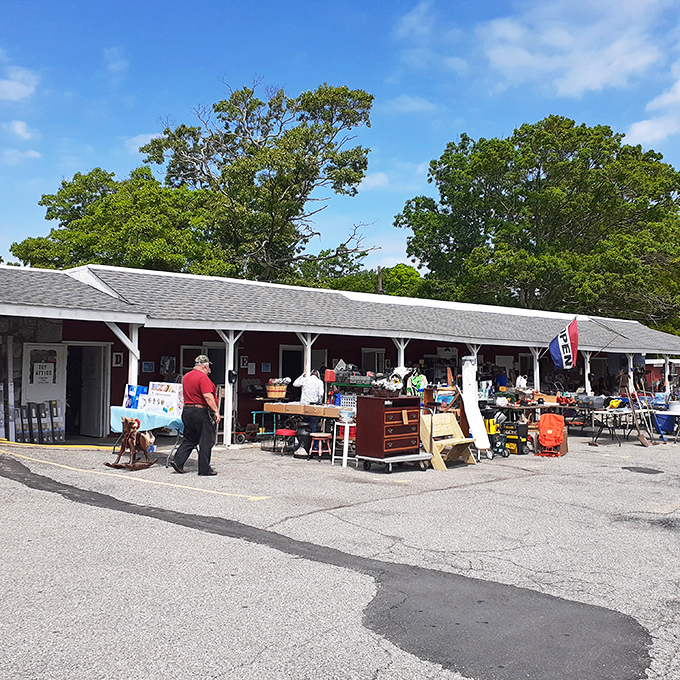 Rustic charm meets bargain bonanza! Route 177 Flea Market's weathered facade hides a world of wonders. It's like stepping into a time-traveling general store.