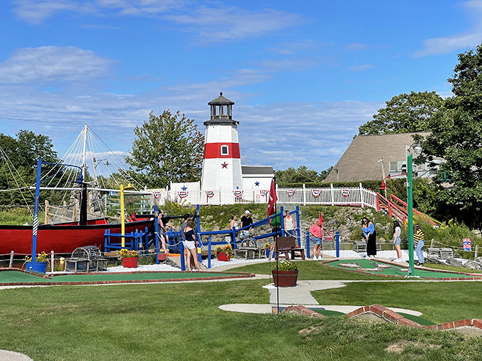 All aboard the S.S. Mini-Golf! Where landlubbers become captains and water hazards are friendlier than Davy Jones' locker.