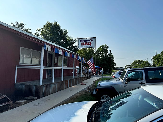 Snow's BBQ: Where early birds catch the brisket. This red shack is the Brigadoon of barbecue &ndash; appearing once a week in a puff of mesquite smoke.