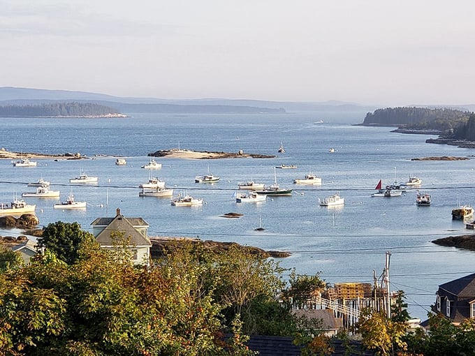 Stonington's harbor: Where lobster boats outnumber cars and the sea breeze carries whispers of maritime adventures.