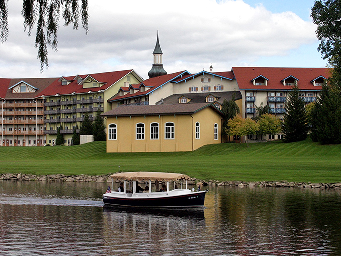 Frankenmuth's River Place Shops: A slice of Bavaria in the heart of Michigan. Quaint shops and twinkling lights create a magical atmosphere that'll have you yodeling with joy.