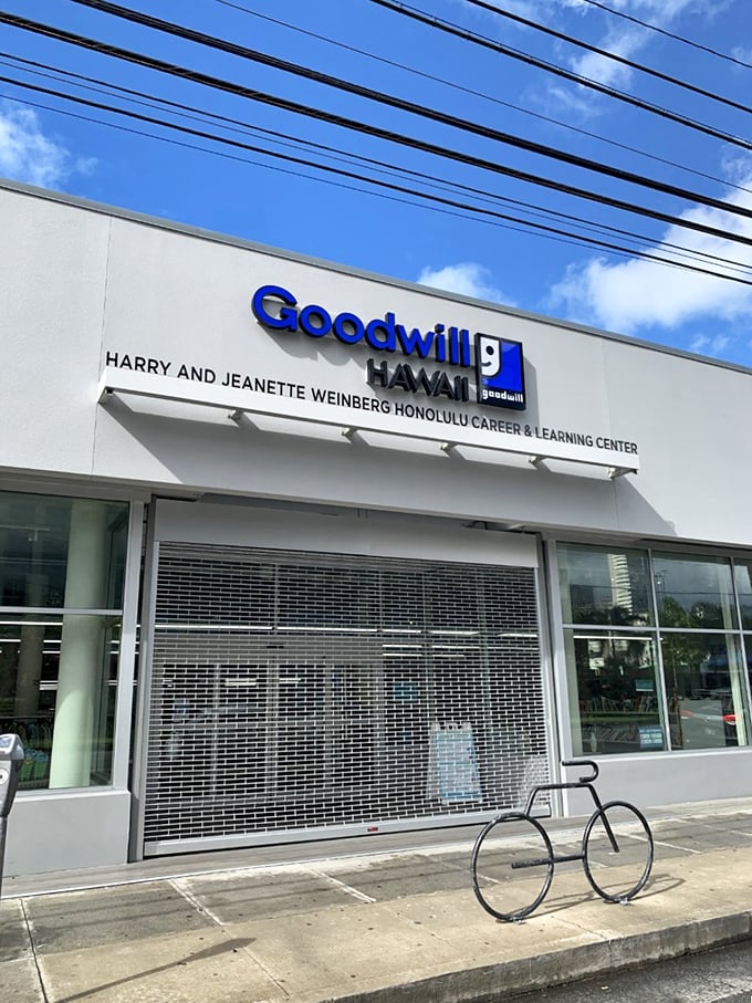 "Enter the Goodwill mothership, where 'thrift' is an art form and 'bargain' is practically a love language. Your wallet will thank you; your closet might not!"