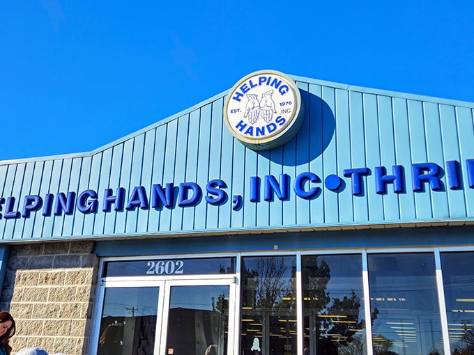 Blue skies and bigger savings! Helping Hands Thrift Store stands ready to rescue your wardrobe and your budget in one fell swoop.
