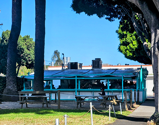 Who needs a red carpet when you've got a line this long? La Super-Rica: where patience is rewarded with pure taco bliss.
