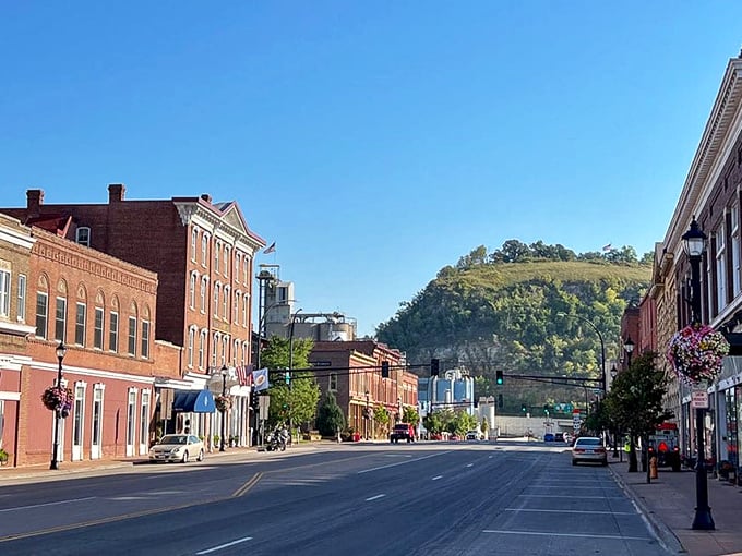 Ice cream and architecture in perfect harmony. Red Wing's main drag is like a sundae of Americana with a cherry-red brick on top.