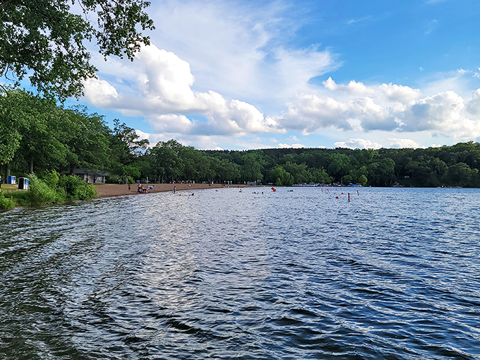 Wooden dock dreams come true at Square Lake. It's the perfect stage for your "I'm king of the world!" moment.
