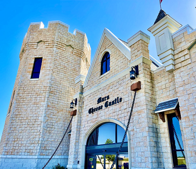 Fortress of flavor! The Cheese Castle stands tall, ready to defend Wisconsin's cheesy honor with its turrets of taste.