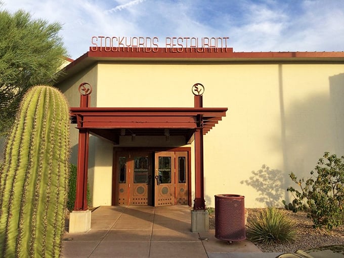 Look up &ndash; that cow's not just decorative, it's an invitation! The Stockyards serves up history with a side of perfectly grilled protein.
