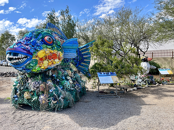Nighttime magic at its finest! This garden transforms into a luminous wonderland, like Vegas decided to go eco-friendly.