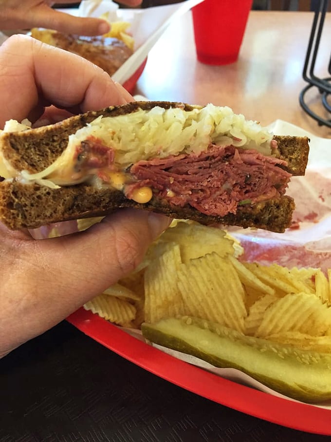 Behold, the sandwich of your dreams! This Reuben is stacked higher than my hopes for fitting into last year's jeans. Worth every delicious calorie!
