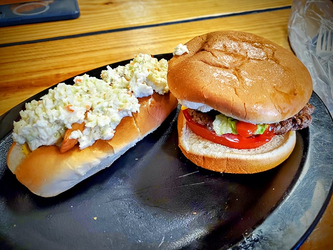 The dynamic duo of diner delights! This burger and hot dog combo is the Batman and Robin of comfort food – a true power couple.