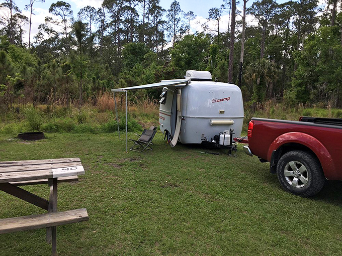 Glamping, schmamping! This is where the real adventure begins. Just you, your trusty camper, and a chorus of nocturnal critters as your lullaby.