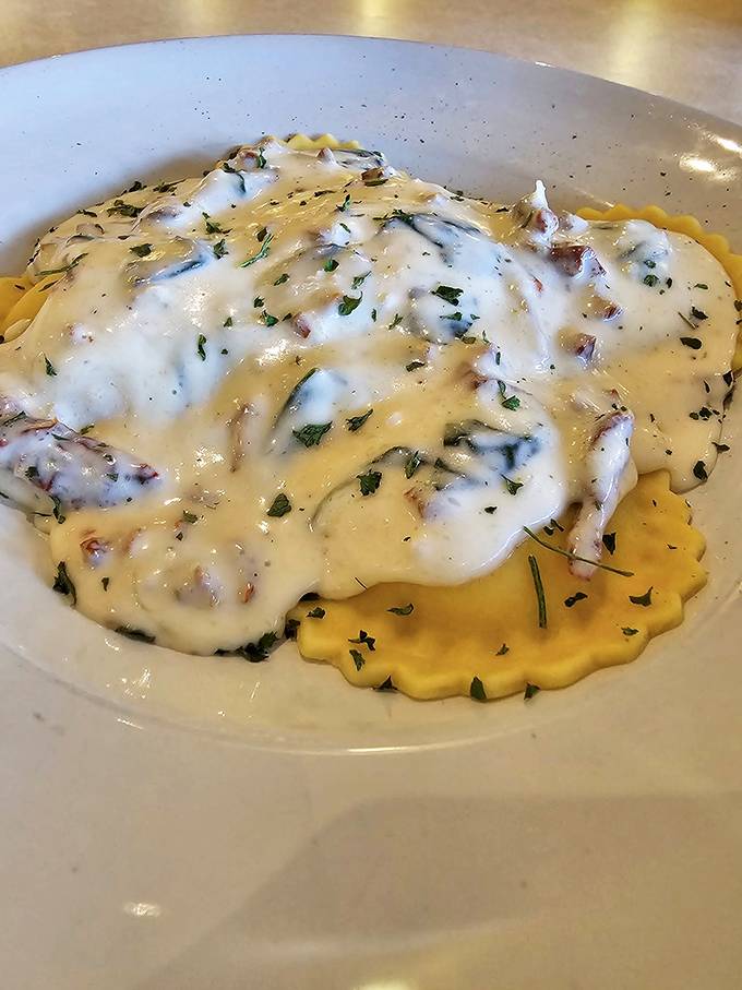 Chicken ravioli that's dressed to impress! These little pasta pillows are swimming in a sauce that's practically begging to be mopped up.