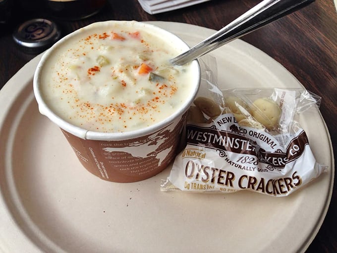 Behold, the Holy Grail of clam chowders! This creamy concoction could make Neptune himself trade his trident for a spoon.