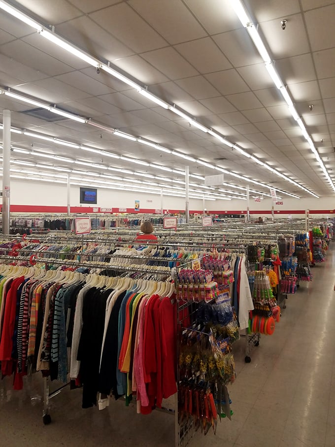 Fashion time machine! Racks upon racks of clothing from every era – it's like raiding the world's biggest, most eclectic closet.