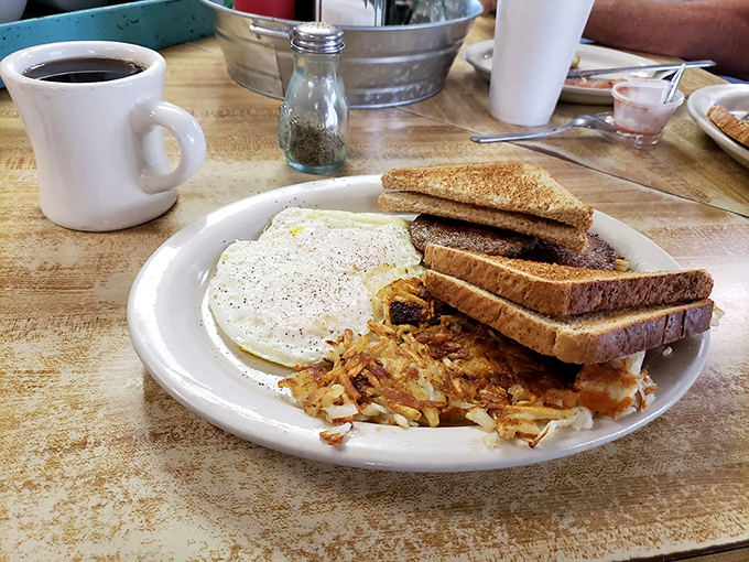 Golden-brown perfection meets protein powerhouse. These eggs and hash browns are the breakfast equivalent of a superhero team-up.