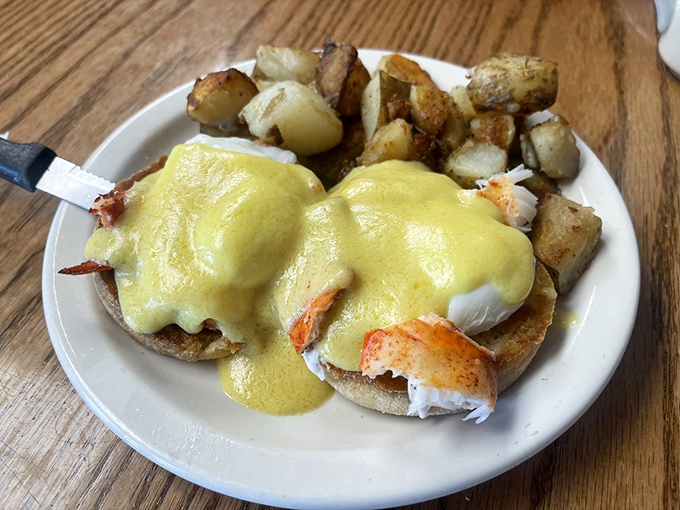 Holy crustacean, Batman! This Lobster Eggs Benedict is what happens when brunch goes to Maine and never comes back.