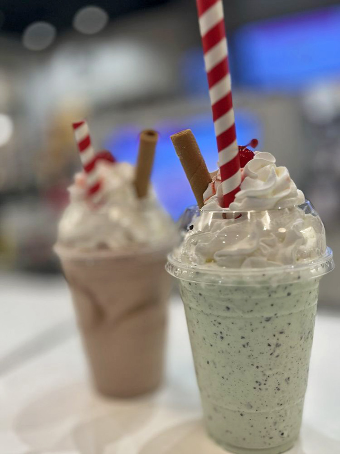 Double the trouble, double the fun! These shakes are so thick, you might need to borrow Popeye's forearms just to sip them.