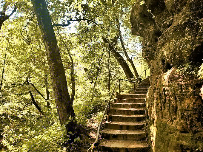 Stairway to heaven? Close! These steps lead to breathtaking views and the soothing symphony of Minneopa Falls.