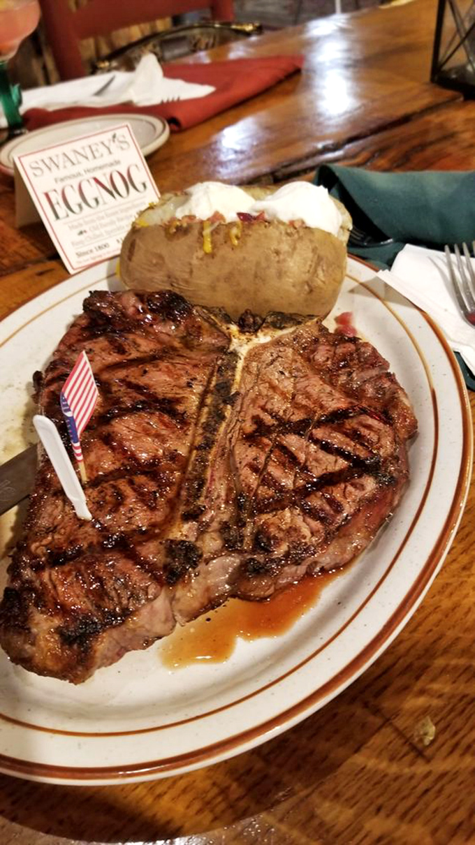 Holy cow! This Porterhouse is so massive, it needs its own zip code. Talk about a "stake" in the game!