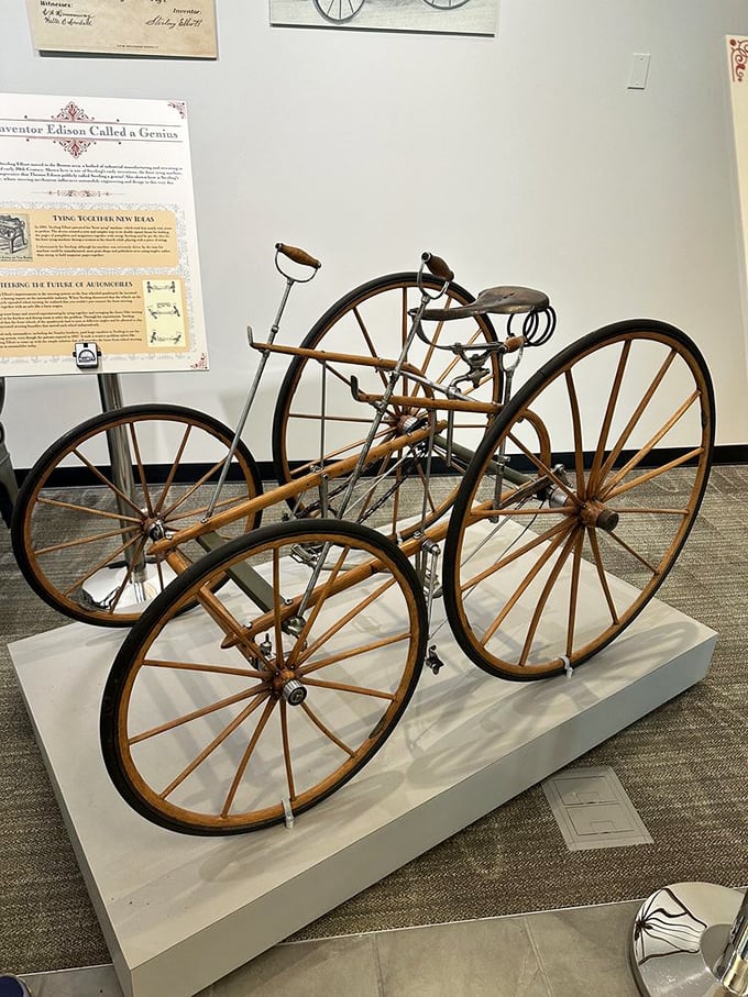 Talk about a blast from the past! This early quadricycle looks like the lovechild of a bicycle and a go-kart.