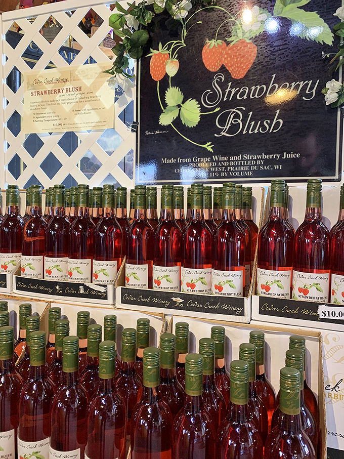 Strawberry fields forever... in a bottle! This Strawberry Blush wine is summer's essence, captured and corked for year-round sipping pleasure.