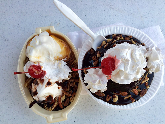 Pecan perfection! This sundae is dressed to impress, with more nuts than a squirrel's winter stash. Talk about going nuts for dessert!