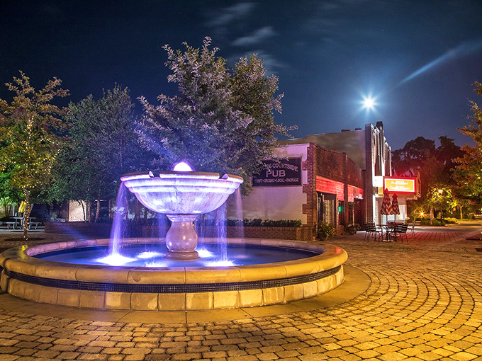 Night owl's delight! This illuminated fountain transforms the town square into a magical oasis after dark, perfect for an evening stroll or impromptu dance party.