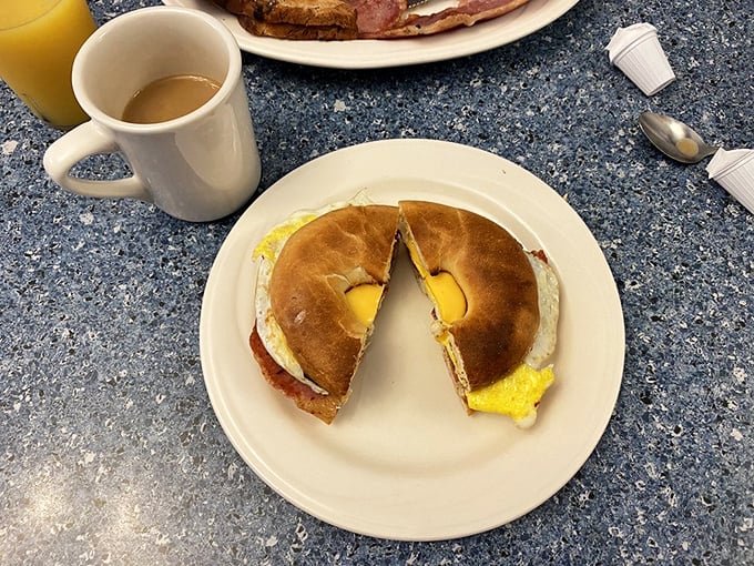 Breakfast sandwich perfection! This Virginia ham and egg creation is like a warm hug for your taste buds.