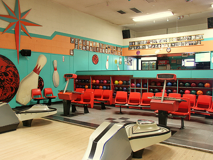 Wall of fame or time capsule? These snapshots tell stories of strikes, spares, and hairdos that defied gravity.