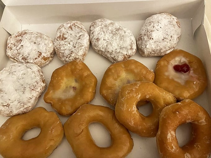 Behold, the United Nations of donuts! Powdered diplomats and glazed ambassadors, all working together for world peace... in your mouth.