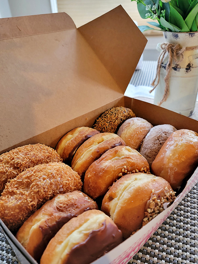 Behold, the breakfast of champions! This box of assorted donuts is what I imagine Zeus would order for his cheat day on Mount Olympus.