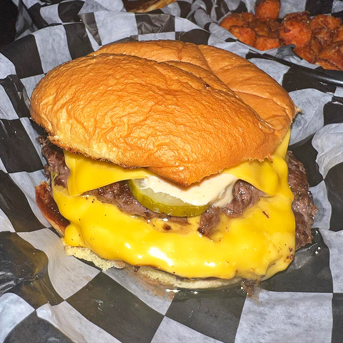 Meet the cheeseburger that'll make you forget all about your diet resolutions. With melty cheese cascading down juicy beef, it's a sight that would make even the Mona Lisa smile.