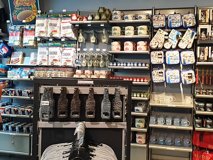 From skyline snow globes to deep-dish pizza air fresheners, this shop has more Chicago-themed knick-knacks than you can shake a hot dog at.