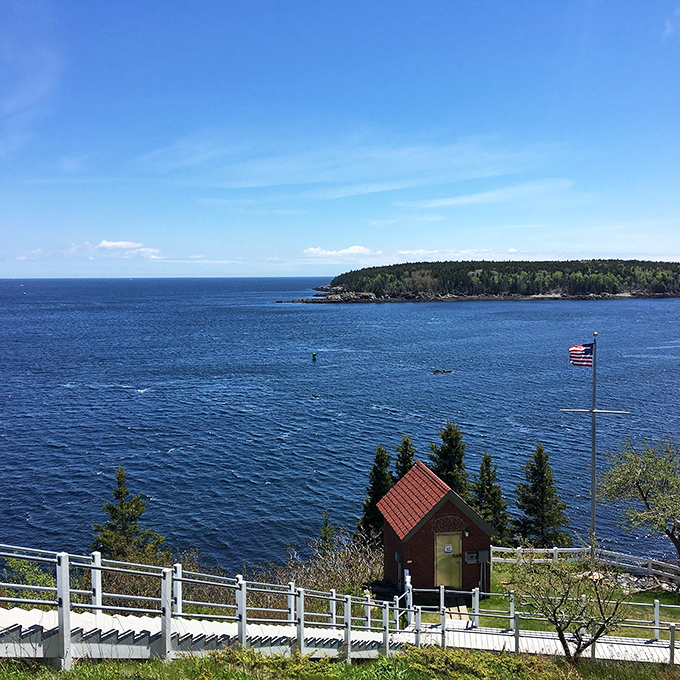 A postcard-perfect scene: white stairs leading to azure waters. It's like Maine is showing off, and who can blame her?
