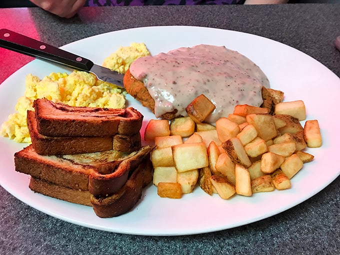 Country fried steak: where comfort food meets cardiac care. But with gravy this good, who's counting calories?