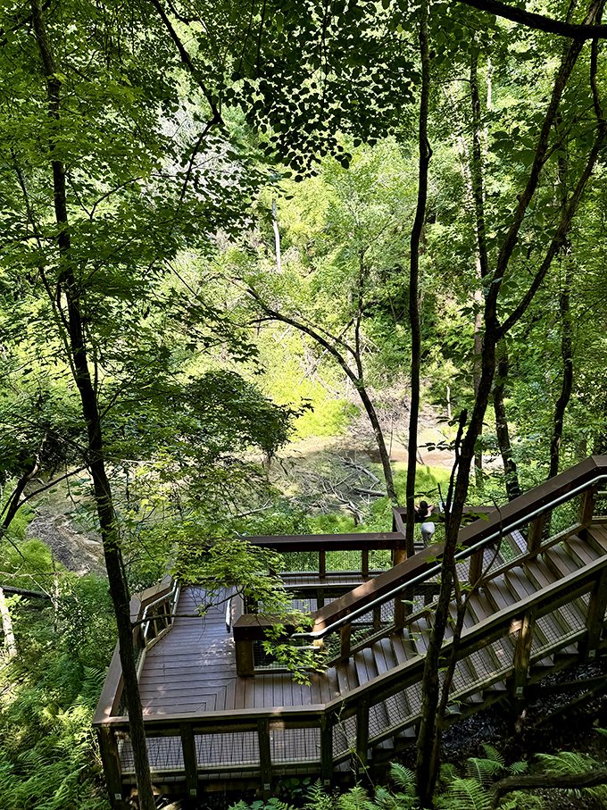 Stairway to... the center of the Earth? These wooden steps are your ticket to a subterranean paradise.