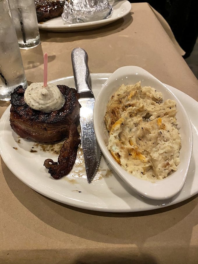 Meet the dynamic duo: a filet mignon so tender it practically melts, paired with a baked potato casserole that's comfort food royalty.