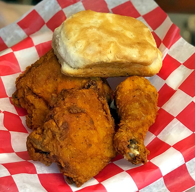 Golden-brown perfection on a plate! This fried chicken looks so good, it might just make Colonel Sanders hang up his apron in defeat.