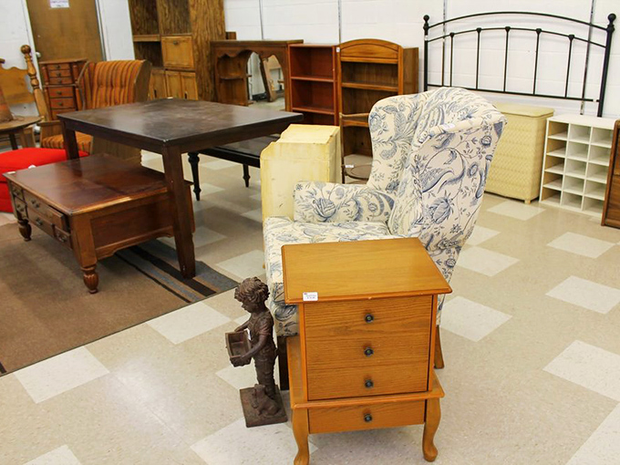 From grandma's parlor to a Mad Men set, this furniture section is a time machine with price tags.