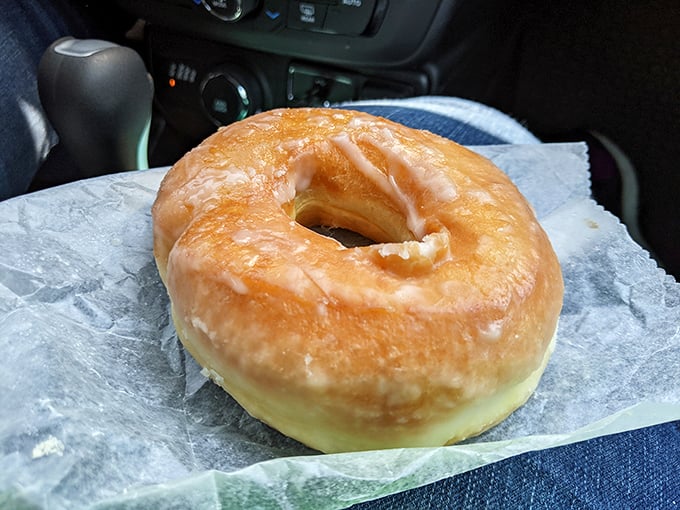 Golden, glistening, and glorious. This glazed donut is the Mona Lisa of fried dough &ndash; a true masterpiece you can actually eat.