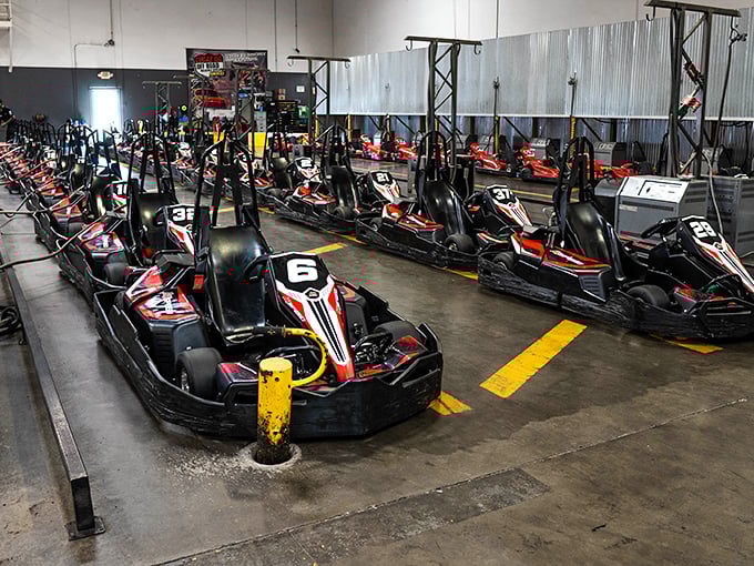 Lined up like obedient stallions, these karts are chomping at the bit to hit the asphalt and make your heart race.