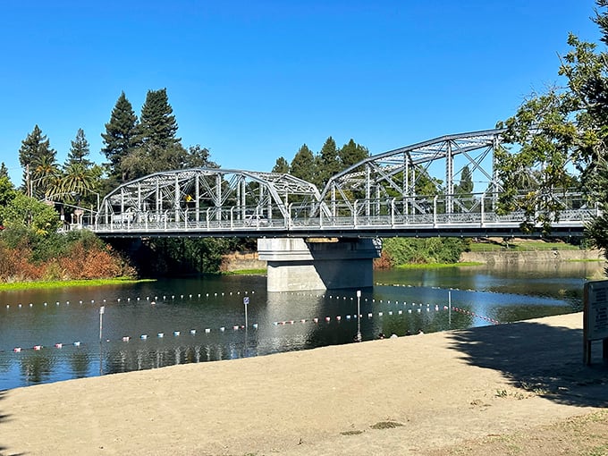 Healdsburg Veterans Memorial Beach: Who needs a beach when you've got this gem? This bridge isn't just connecting banks; it's bridging the gap between city life and nature's serenity.