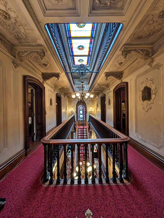 Stairway to heaven? Nope, just the second floor. But with a skylight like that, you might mistake it for the pearly gates.