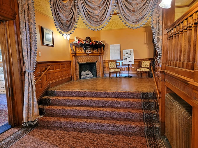 Behold, the Victorian version of a 'cozy nook.' That fireplace could warm up even the chilliest Midwest winter, both literally and figuratively.