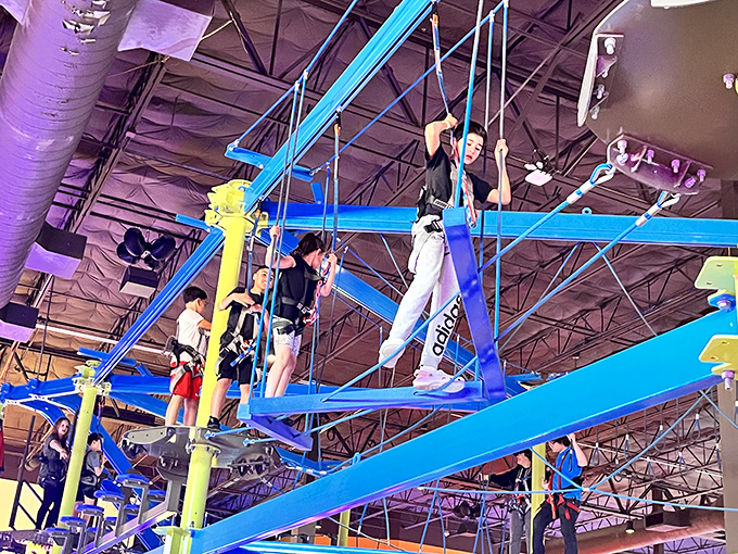 Calling all mini-ninjas! This gravity-defying playground will have kids (and brave adults) swinging like Spider-Man on vacation.