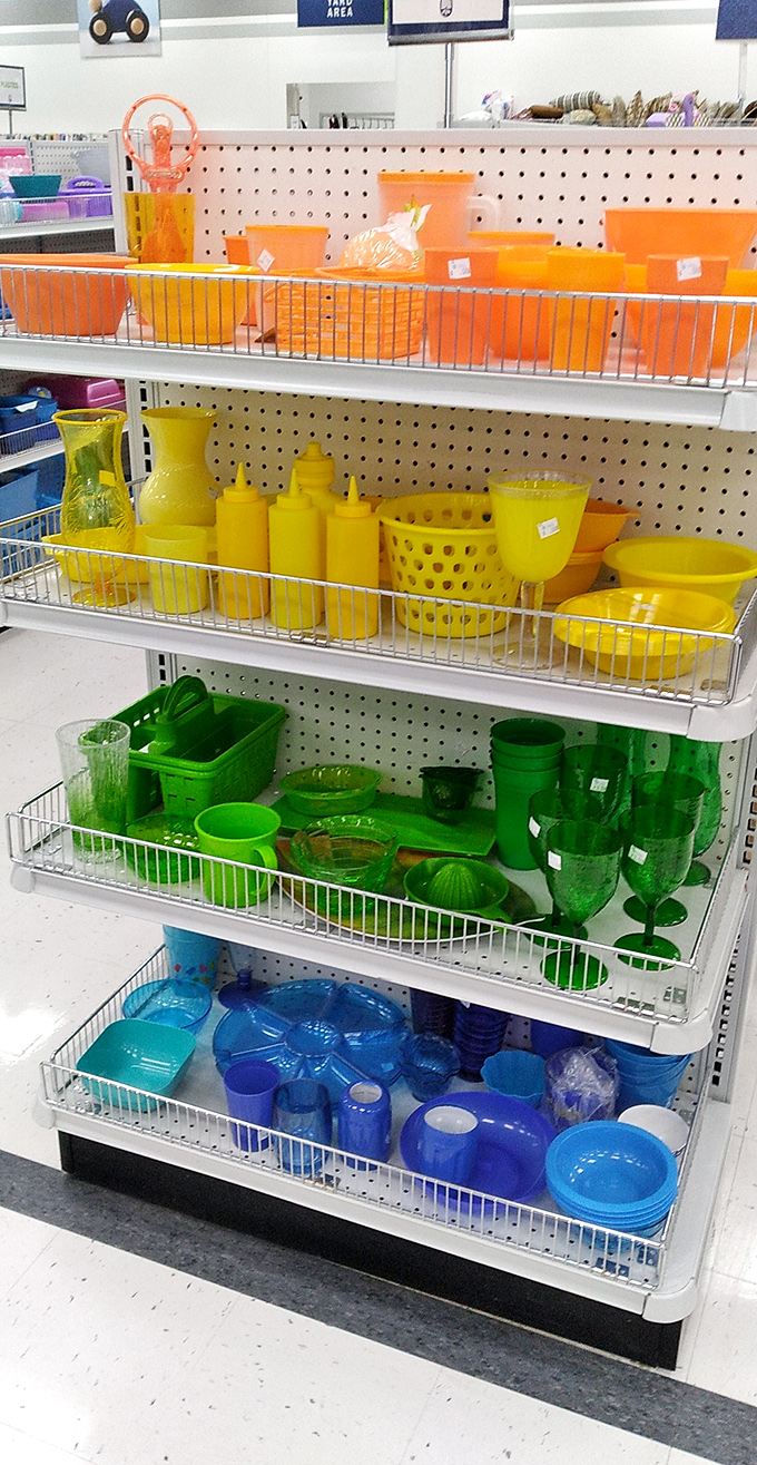 It's a rainbow explosion in kitchenware heaven! From sunny yellow pitchers to grassy green bowls, your kitchen's about to get a Technicolor makeover.