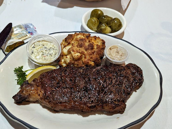 The ultimate surf and turf tango! This NY strip and crab cake duo is ready to waltz across your taste buds.