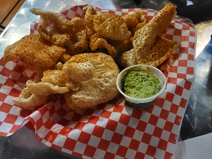 Pork rinds that could make a vegetarian question their life choices. Crispy, golden, and utterly irresistible.